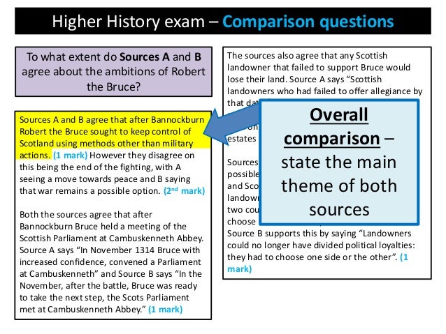 Higher History source questions - comparison questions