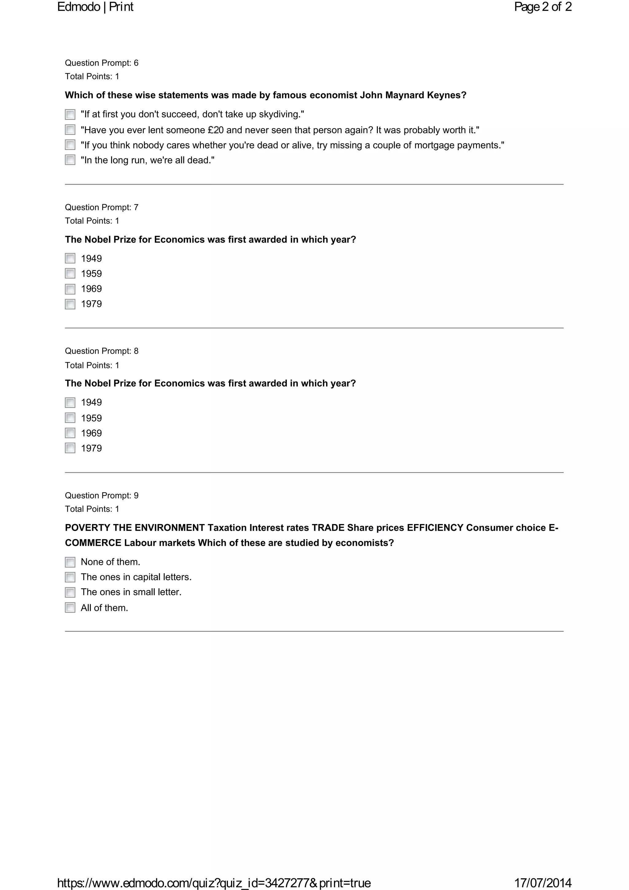 4. how u doin on why study economics (edmodo) | PDF