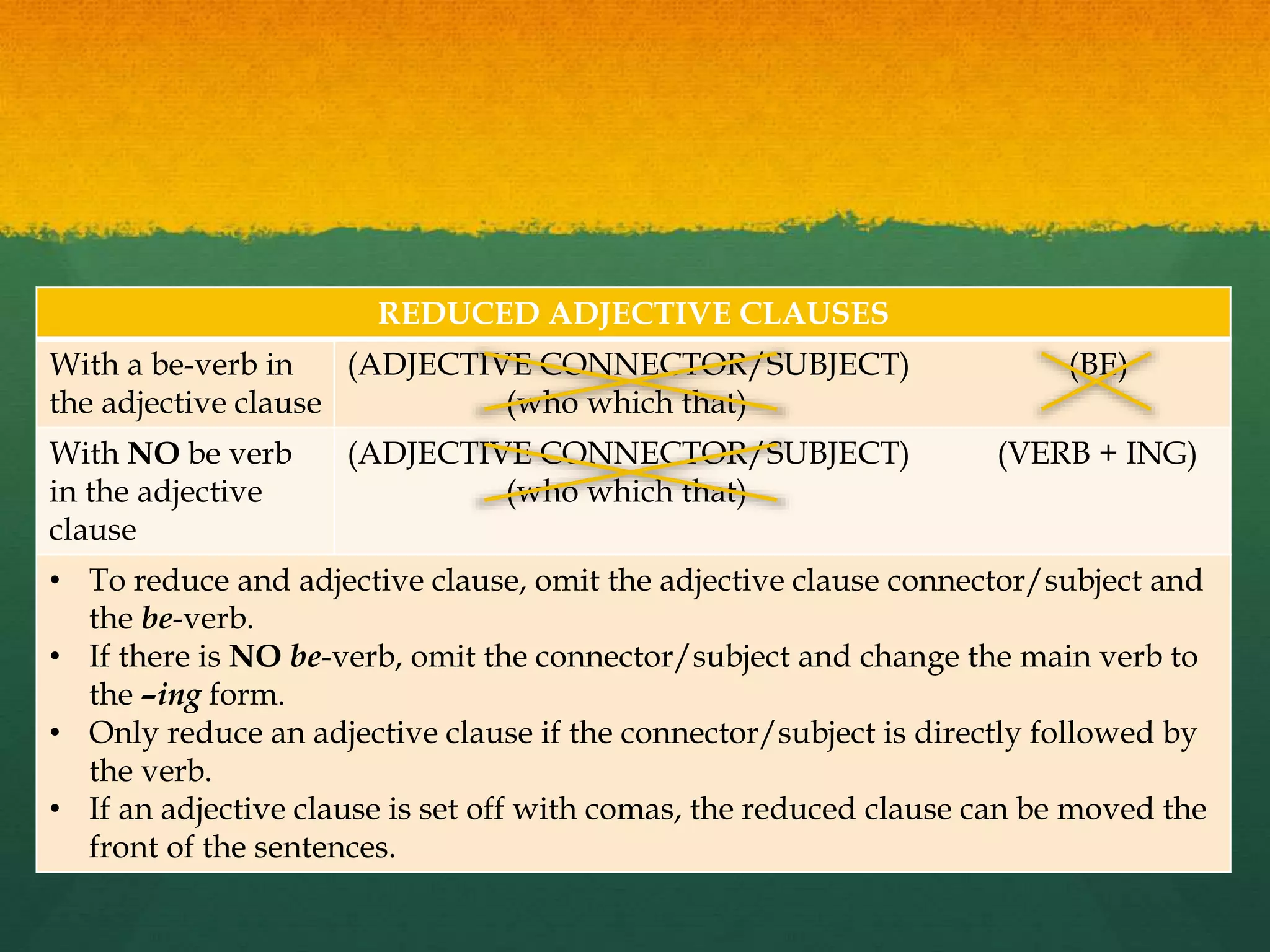 Sentences with reduced clauses | PPTX