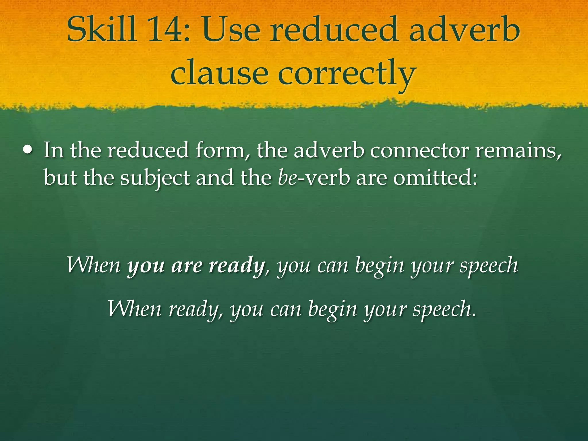 Sentences with reduced clauses | PPTX