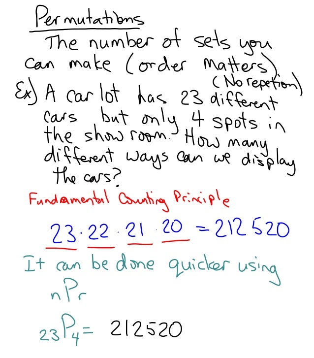 4.3 permutations when all objects are distinguishable