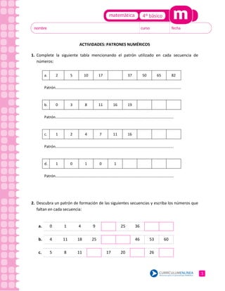 4.oa.5 Patrones en espanol | PDF