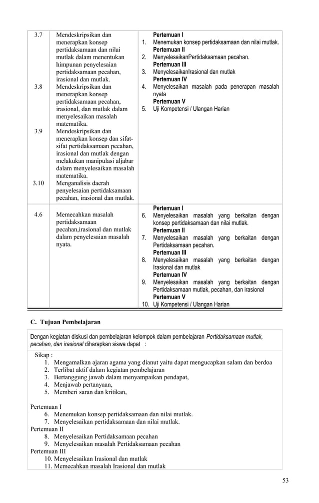 4. pertidaksamaan nilai mutlak pecahan dan irasional - rpp x mia peminatan - rpp x iis lintas ...