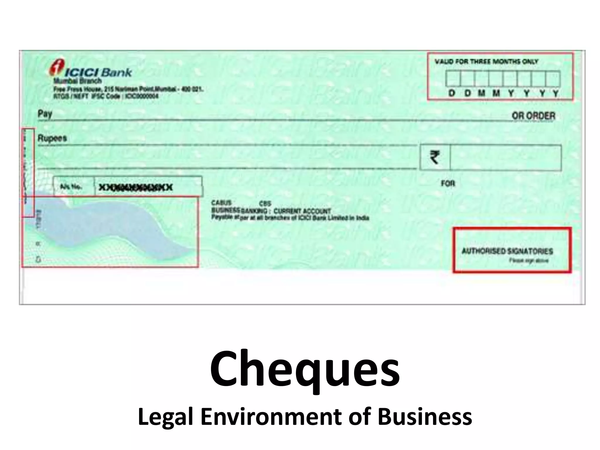 Cheques - Legal Environment of Business - Business Law - Manu Melwin ...