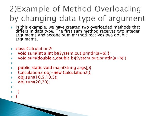 4. method overloading | PPTX | Programming Languages | Computing