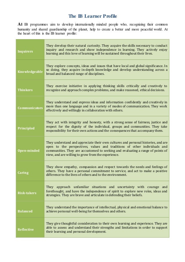 4. the ib learner profile