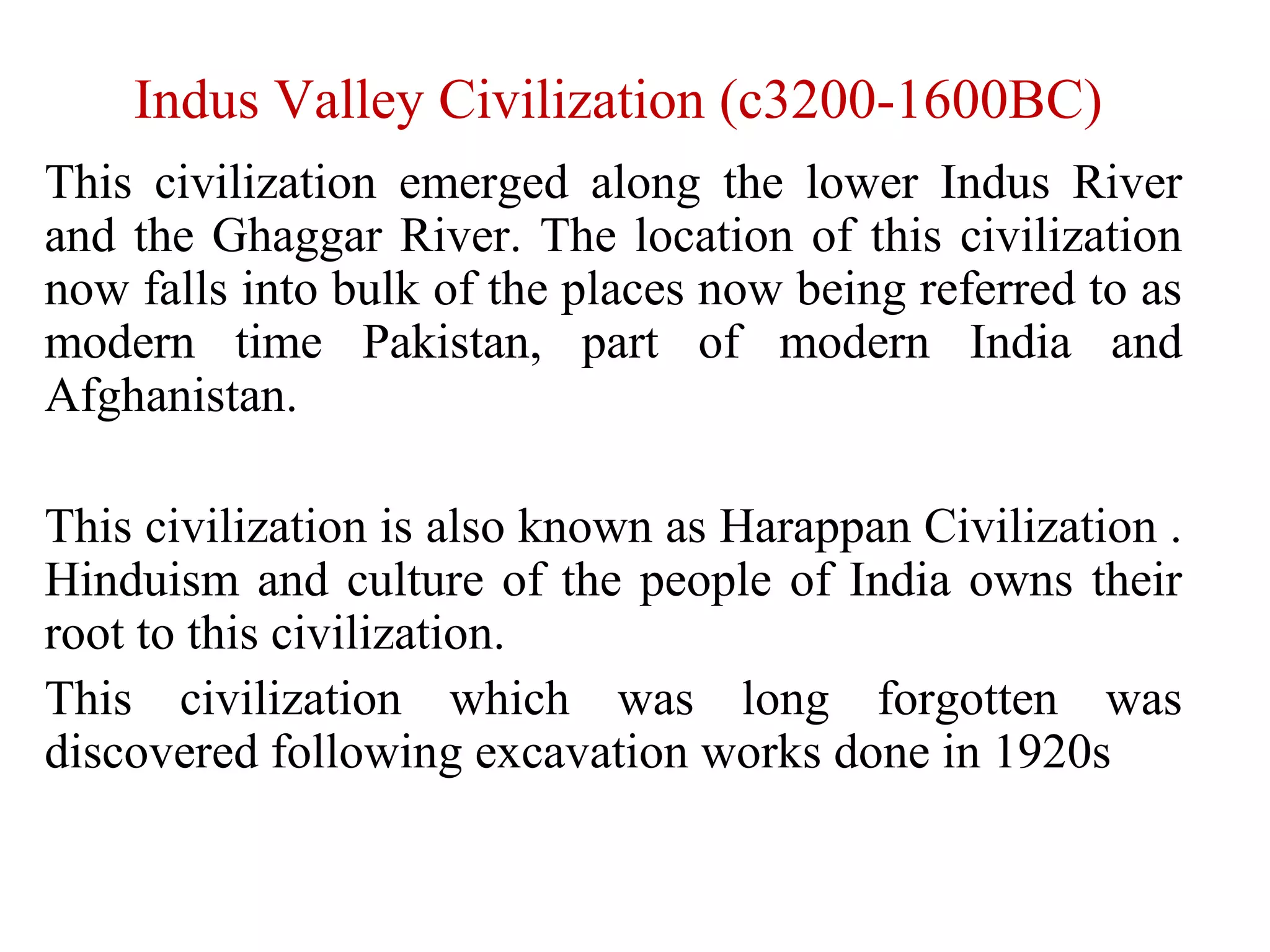 Indus valley civilization (c3200 -1600 bc) | PPT