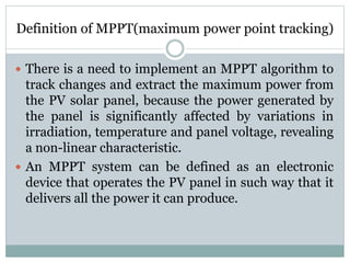 simulation of maximum power point tracking for photovoltaic systems | PPTX