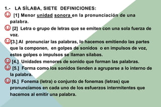 4.1. Ortografía 1- La sìlaba - diptongos y hiatos | PPTX