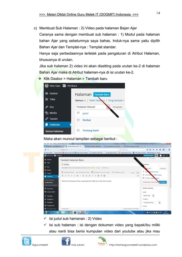 4. Membuat halaman dan sub halaman blog by pak sukani | PDF