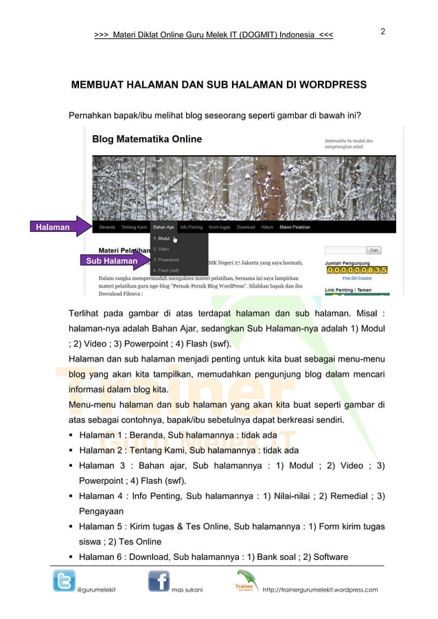 4. Membuat halaman dan sub halaman blog by pak sukani | PDF