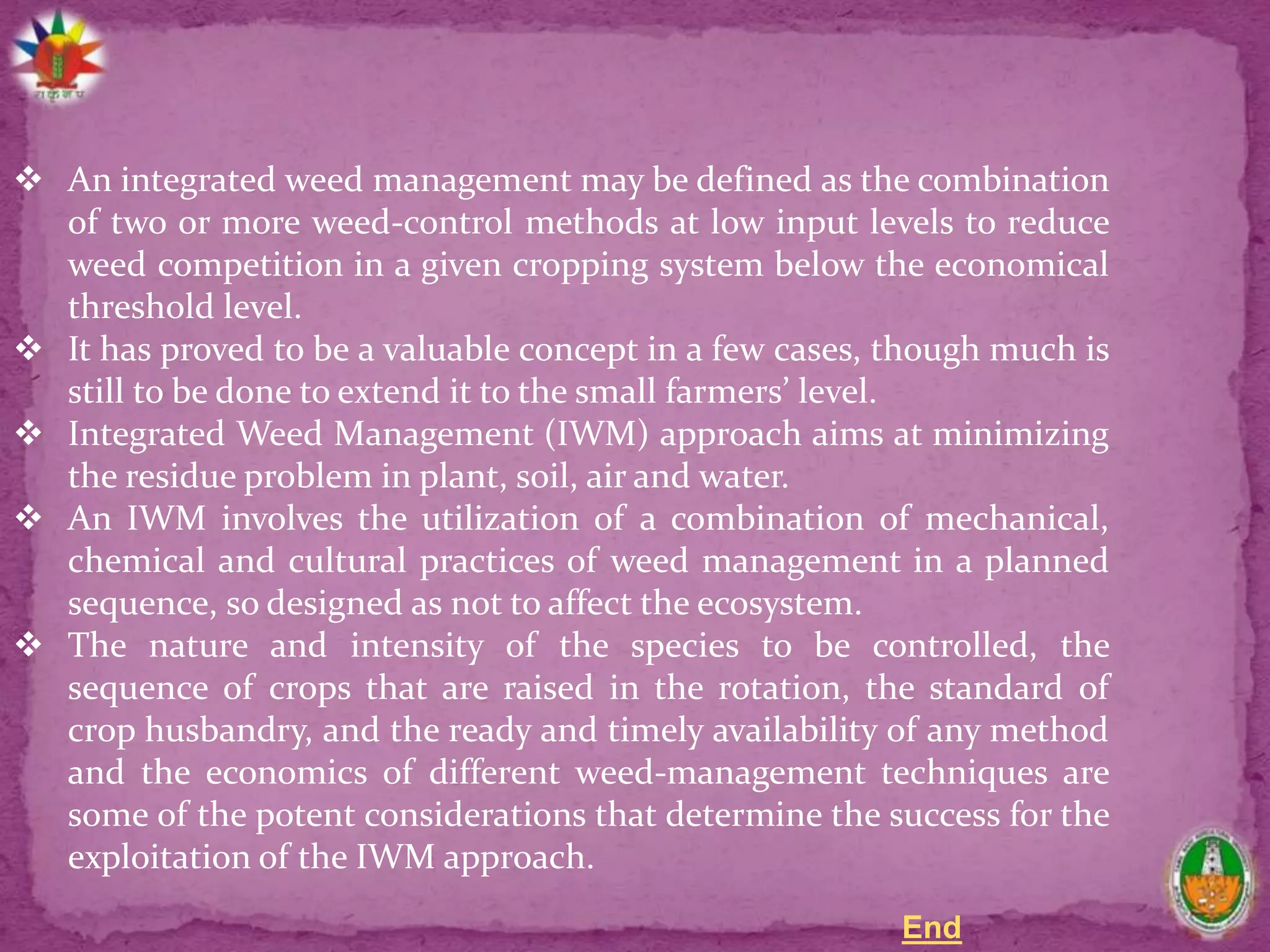 4. integrated weed management methods A Lecture by Allah Dad Khan ...