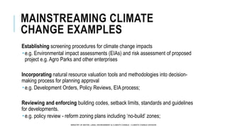 National Framework for Mainstreaming Climate Change | PPT