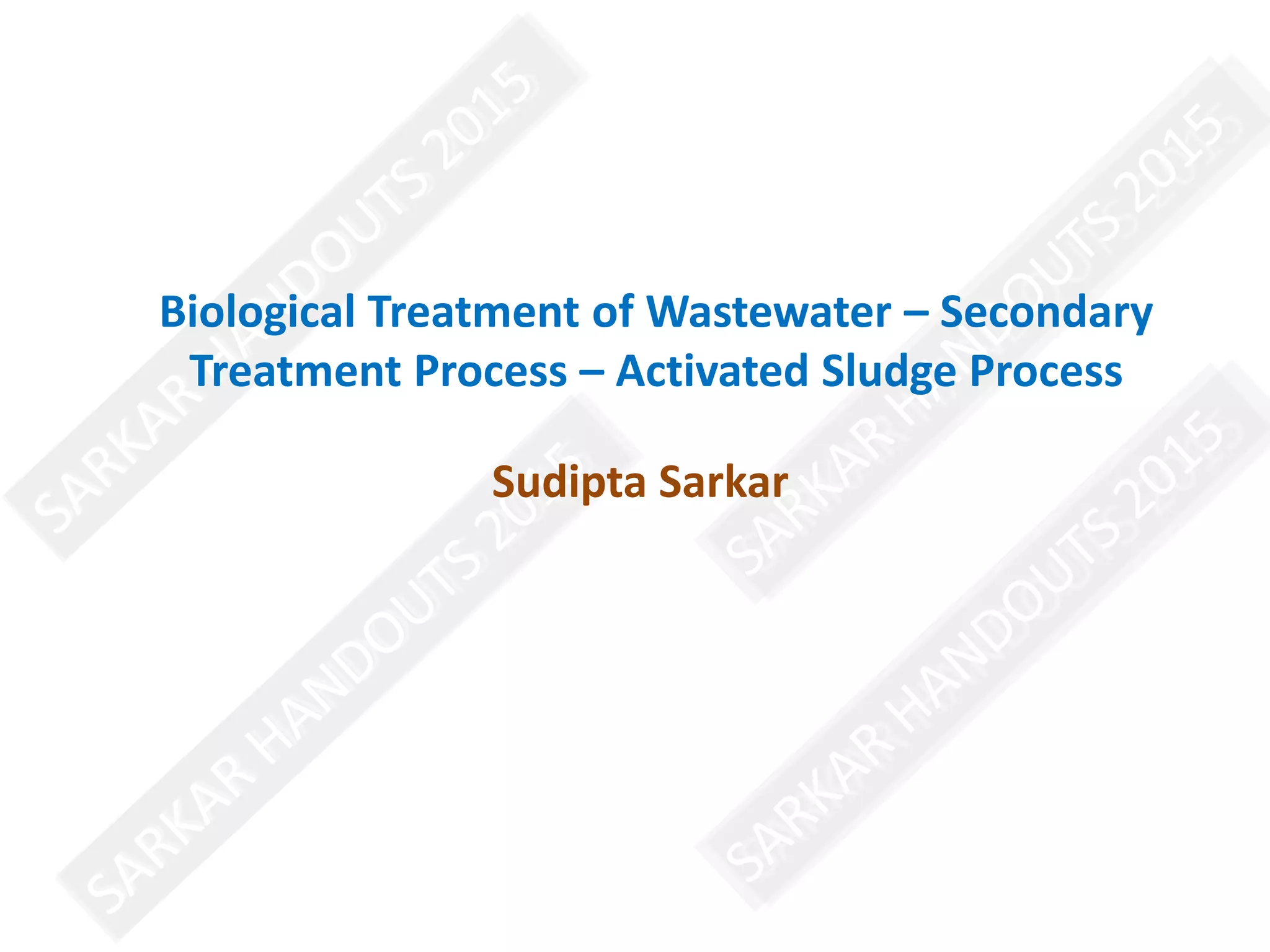 biological treatment i activated sludge process | PDF