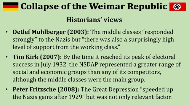 Collapse of the Weimar Republic - rise of the nazis performance in ...