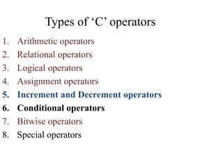Operators in C Programming | PPTX