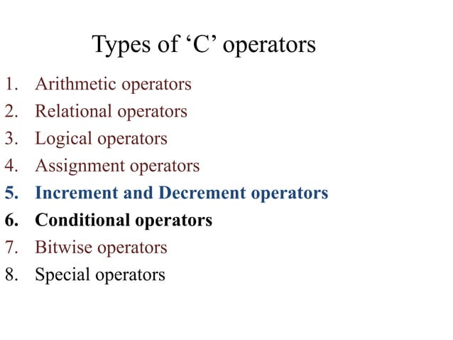 Operators in C Programming | PPTX
