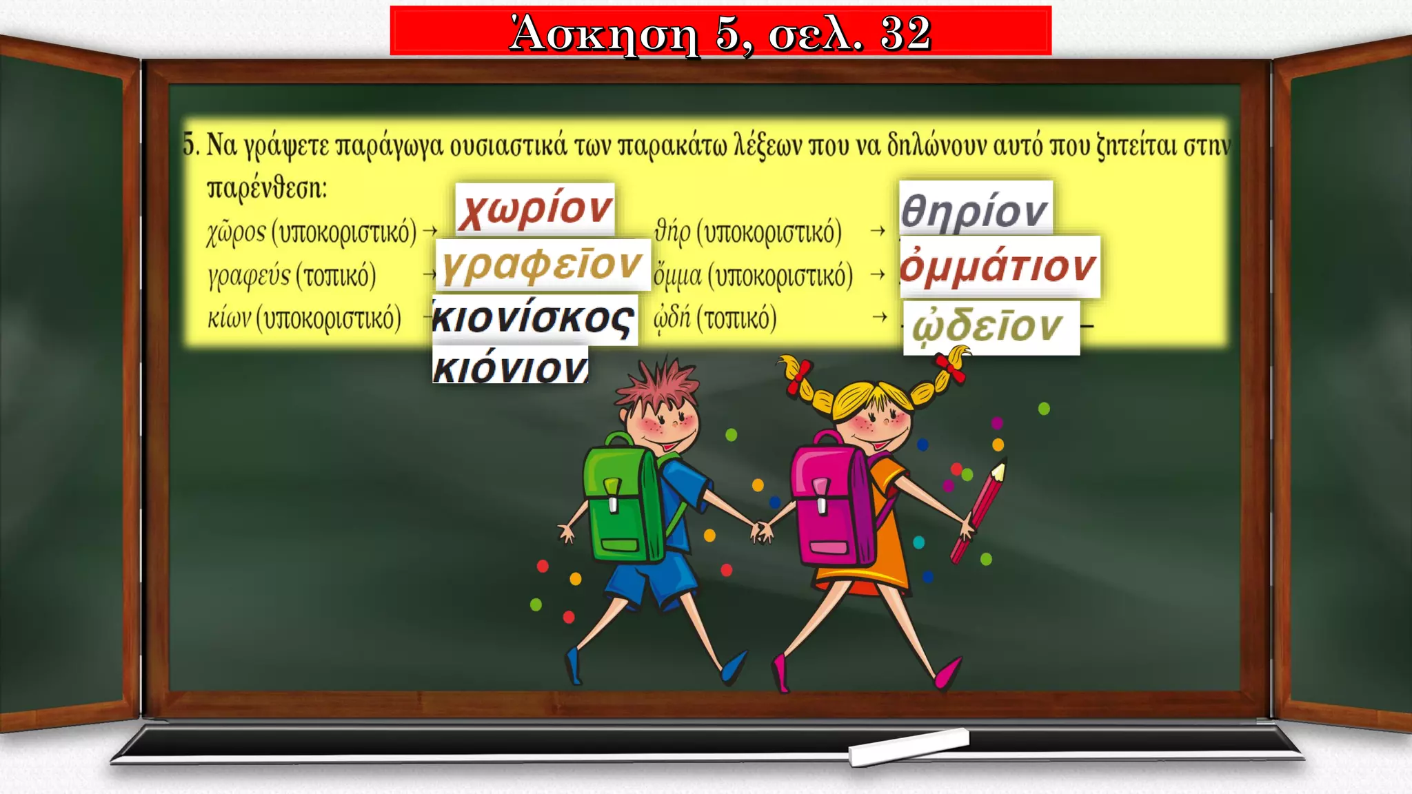 Ετυμολογικά. Παραγωγή ουσιαστικών από ουσιαστικά (Υποκοριστικά ...