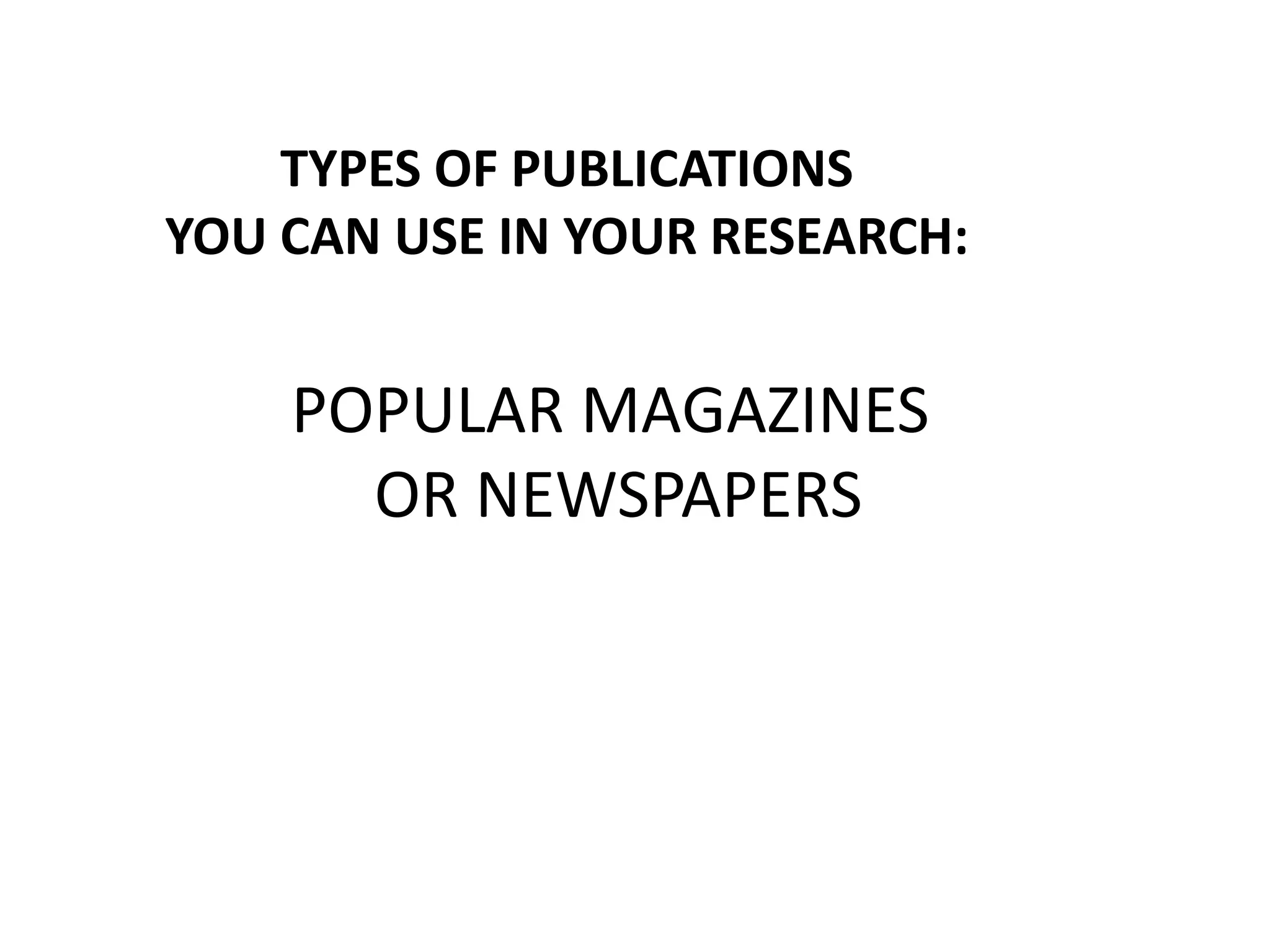 Types of Publications | PPTX