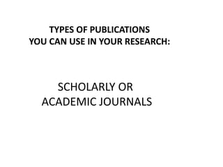 Types of Publications | PPTX