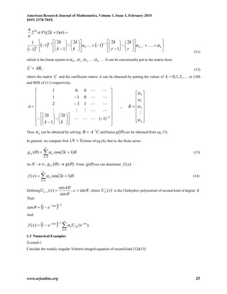 hebyshev Polynomial Based Numerical Inverse Laplace Transform Solutions of Linear Volterra ...