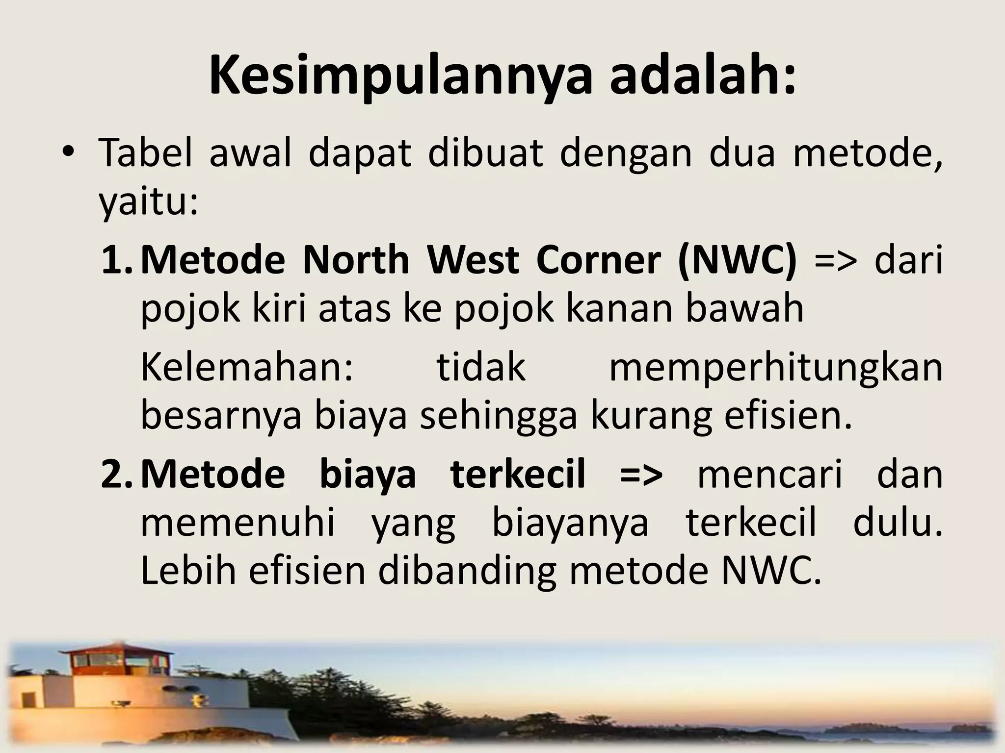 4. metode transportasi | PPTX