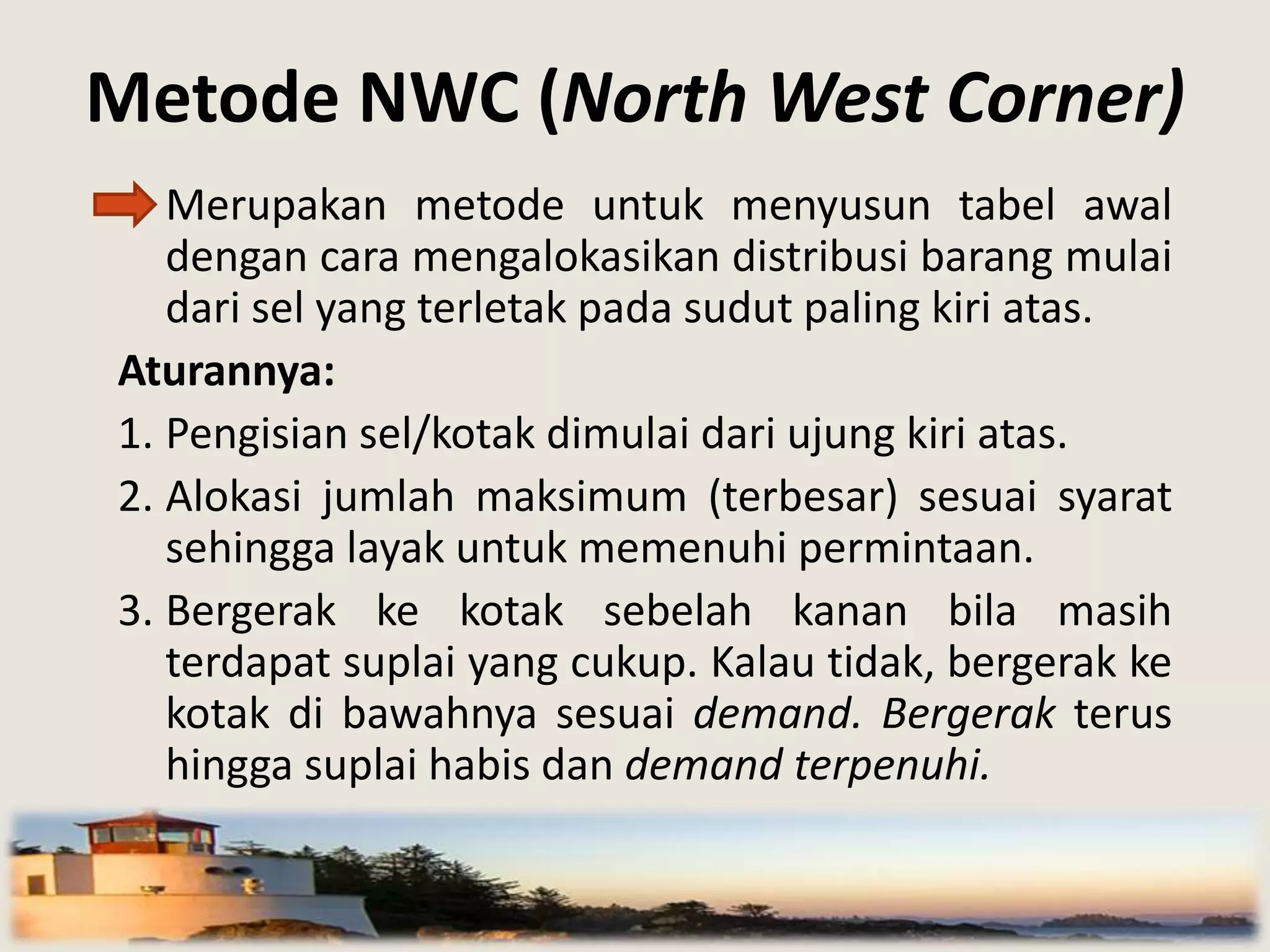 4. metode transportasi | PPTX