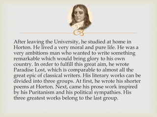 4.john milton and his time | PPTX