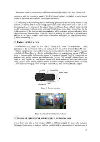 INFLUENCE OF PROCESS PARAMETERS ON SURFACE ROUGHNESS AND MATERIAL REMOVAL RATE DURING TURNING IN ...