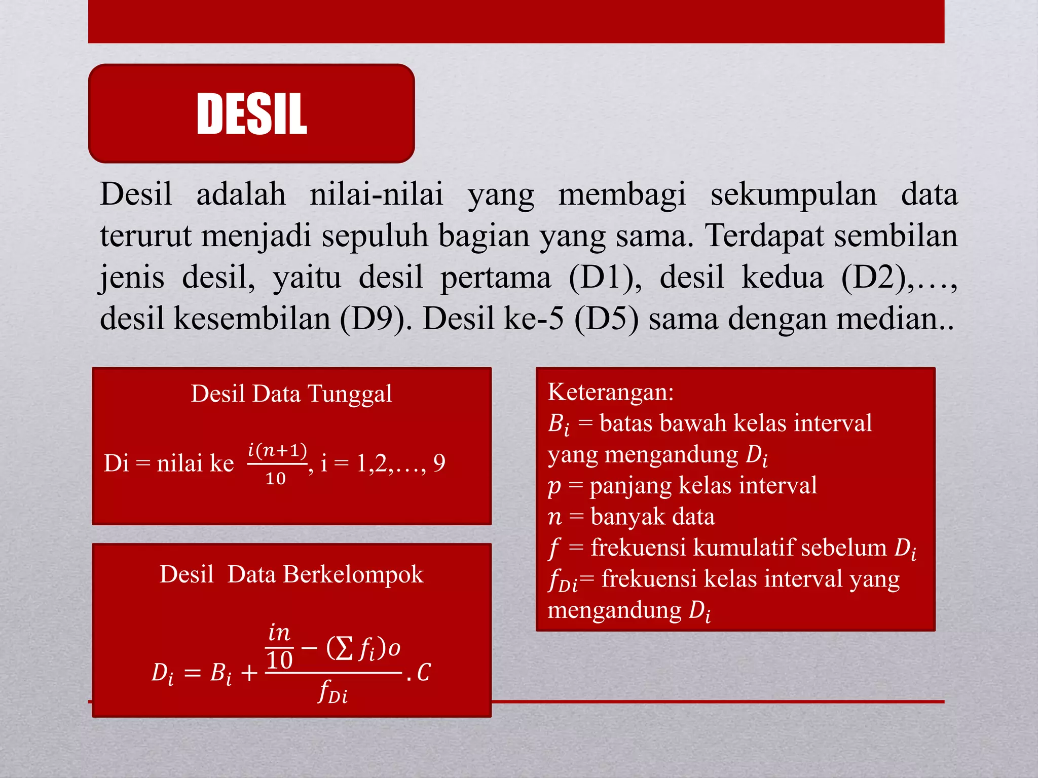 4. ukuran pemusatan data dan ukuran penyebaran data | PPTX
