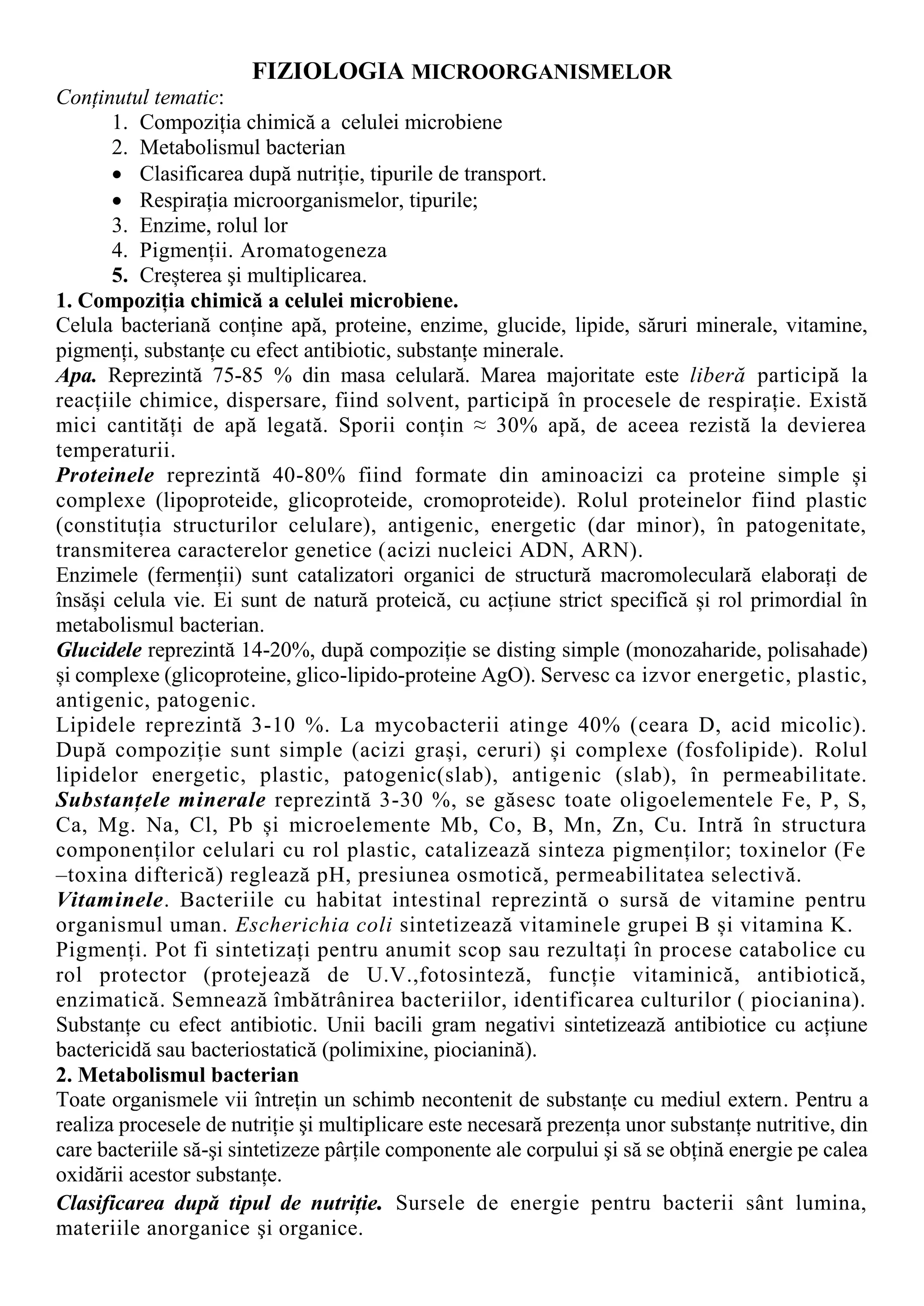 4.5 fiziologia microorganismelor | PDF