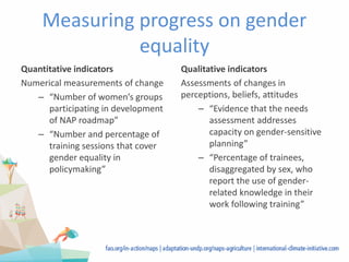 Measuring Progress on Gender Equality with Gender-sensitive indicators ...