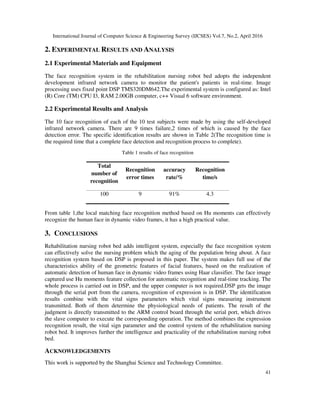Research and Development of DSP-Based Face Recognition System for Robotic Rehabilitation Nursing ...