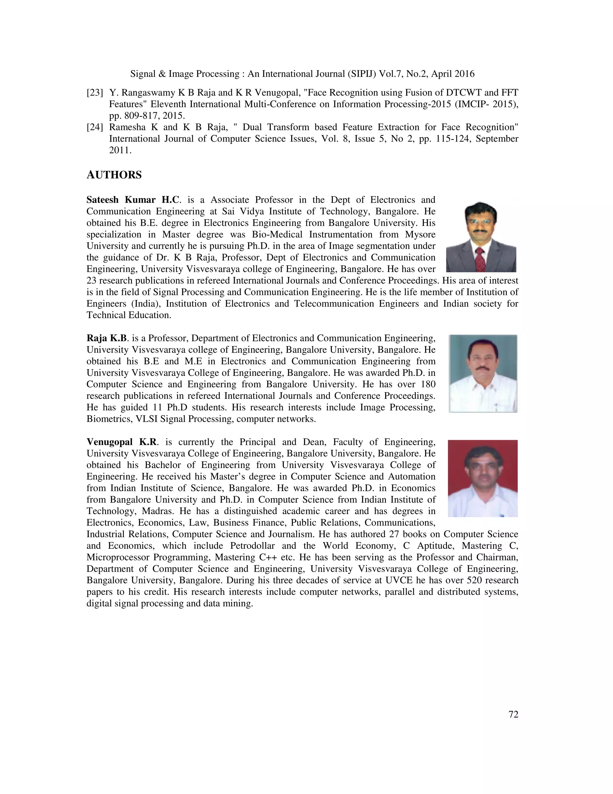 Optimized Biometric System Based on Combination of Face Images and Log Transformation | PDF