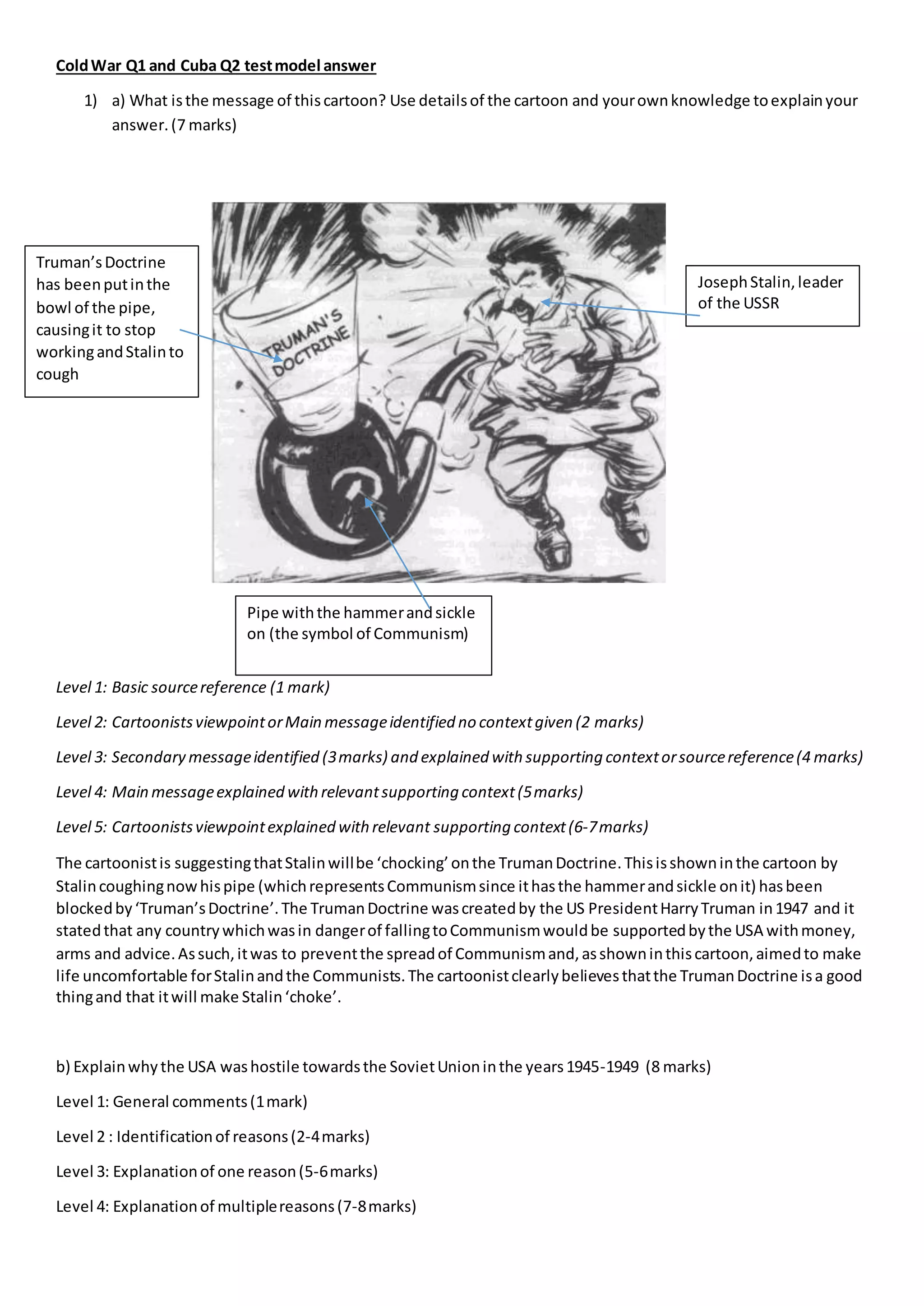 Cold War and Cuba model answers | DOCX