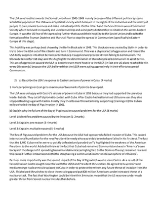 Cold War and Cuba model answers | DOCX