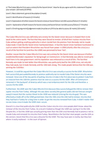 Cold War and Cuba model answers | DOCX