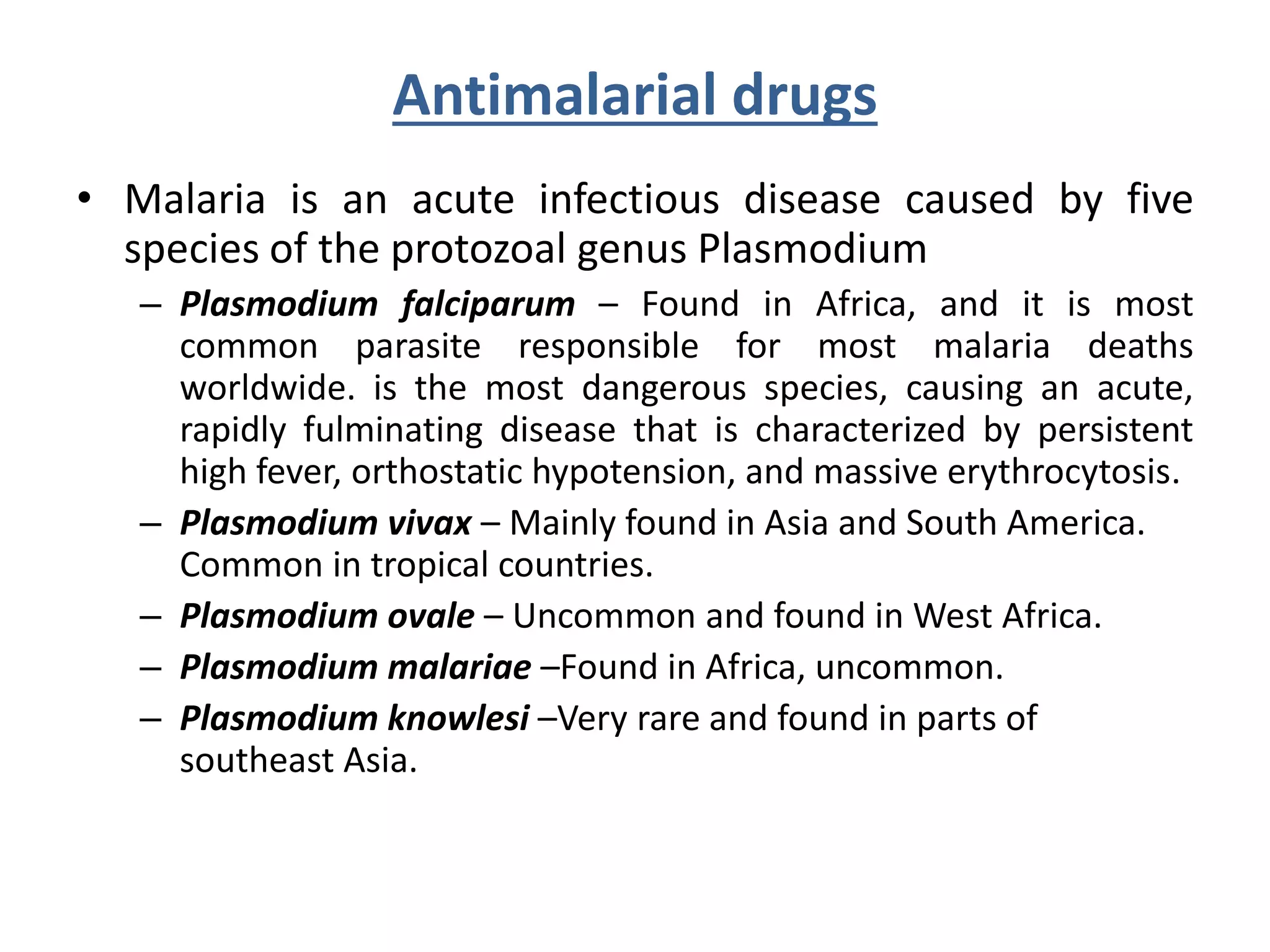 Introduction to antimalarial drugs | PPTX