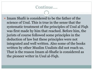 Introduction to Usul Fiqh:The life of Imam Shafie | PPTX