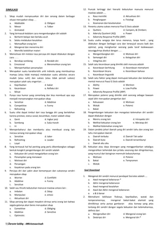 Soal UTS caracter building BSI | PDF