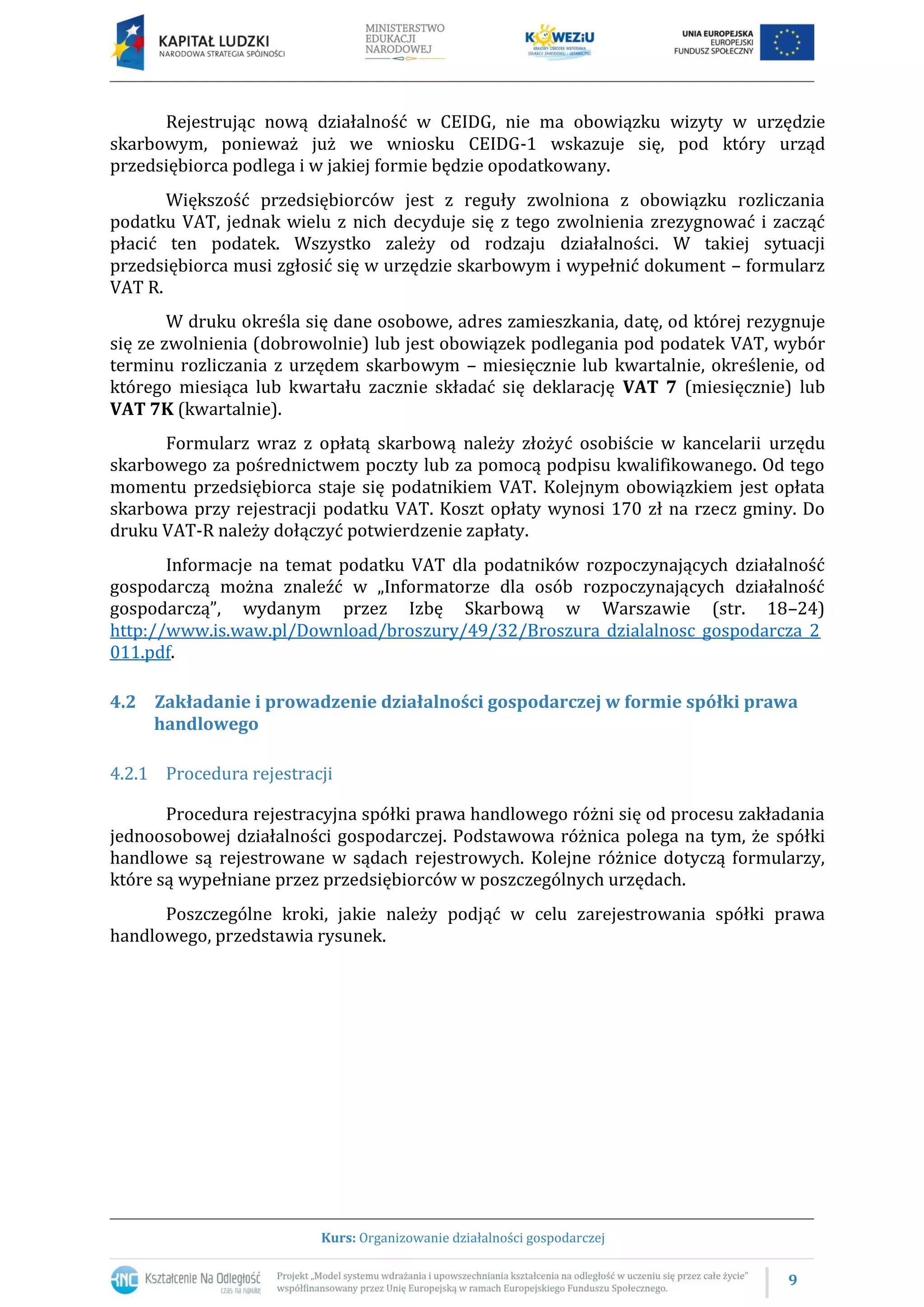Zakładanie i prowadzenie działalności gospodarczej | PDF