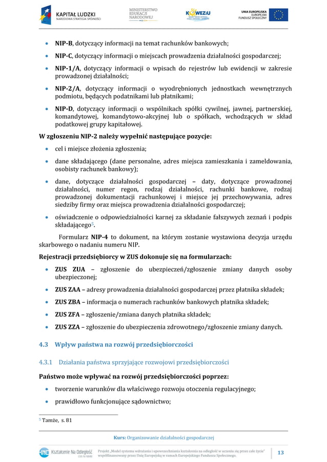 Zakładanie i prowadzenie działalności gospodarczej | PDF