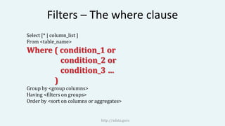 Oracle SQL - Grants, filters, groups and more | PPT