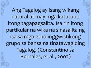 Ang Filipino Bilang Wikang Pambansa | PPTX