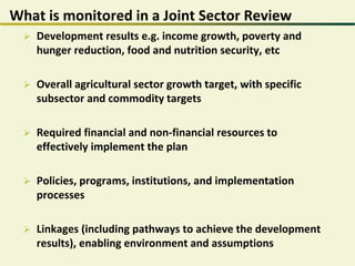 Overview of Agriculture Joint Sector Review (JSR) Outcomes and Lessons ...