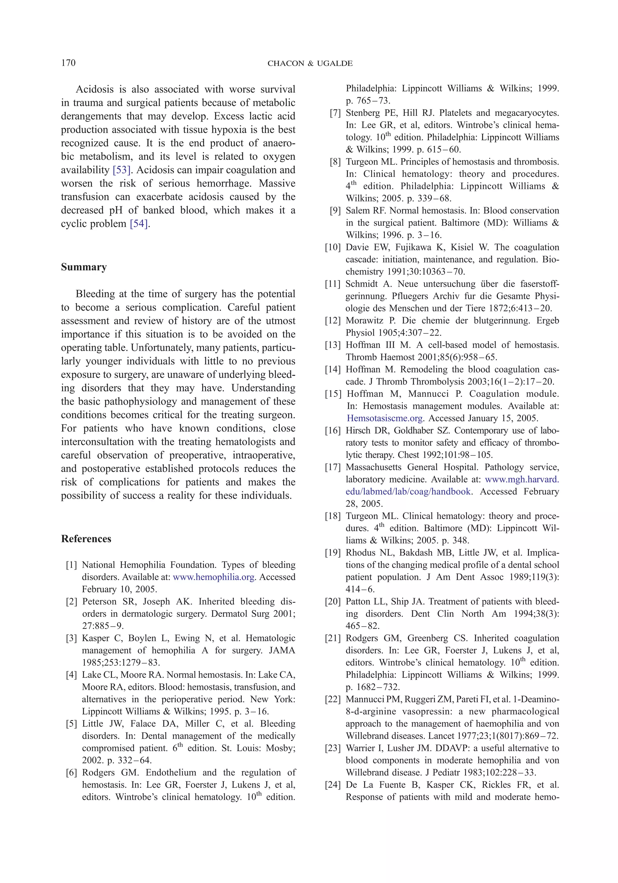 Perioperative Management of the patient with hematologic disorders | PDF