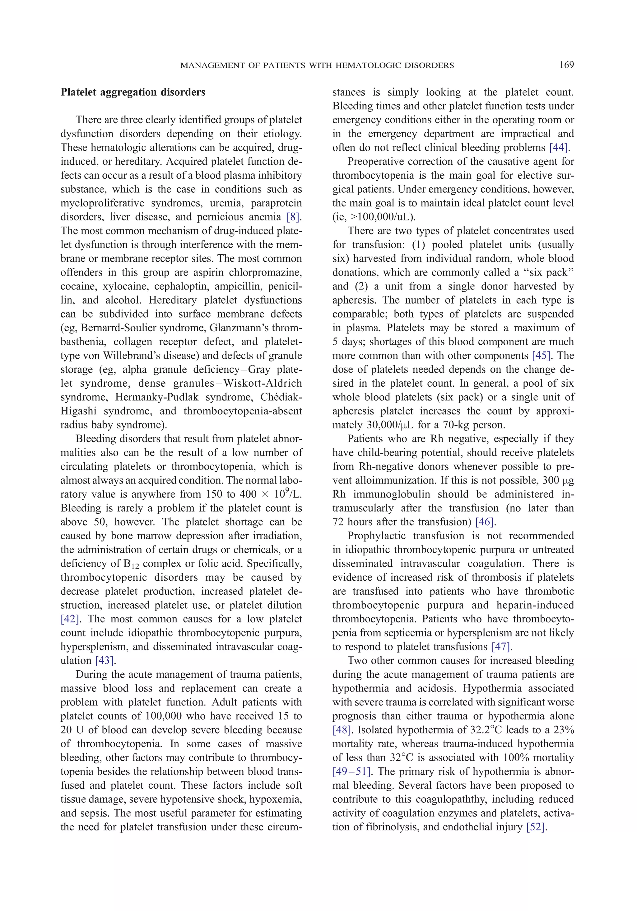 Perioperative Management of the patient with hematologic disorders | PDF