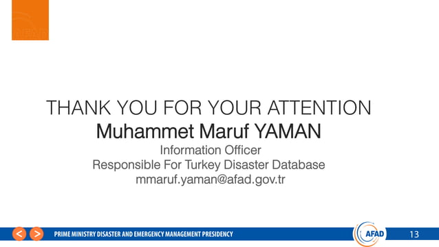 AFAD Turkey Disaster Database (TABB), Muhammet Maruf Yaman | PPT AFAD Turkey Disaster Database (TABB), Muhammet Maruf Yaman | PPT