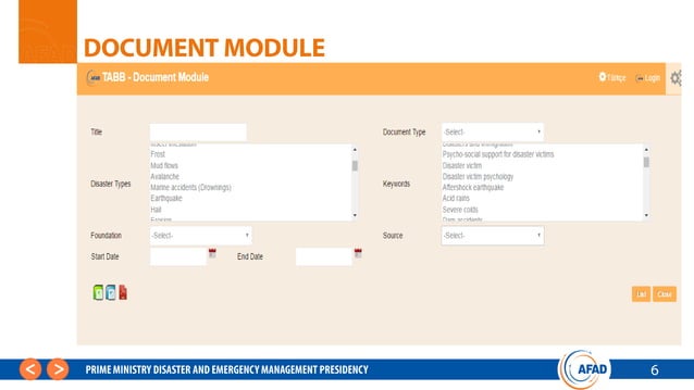AFAD Turkey Disaster Database (TABB), Muhammet Maruf Yaman | PPT AFAD Turkey Disaster Database (TABB), Muhammet Maruf Yaman | PPT