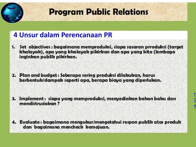 Perencanaan Kerja Public Relation (PR)_Materi Pelatihan Effective ...